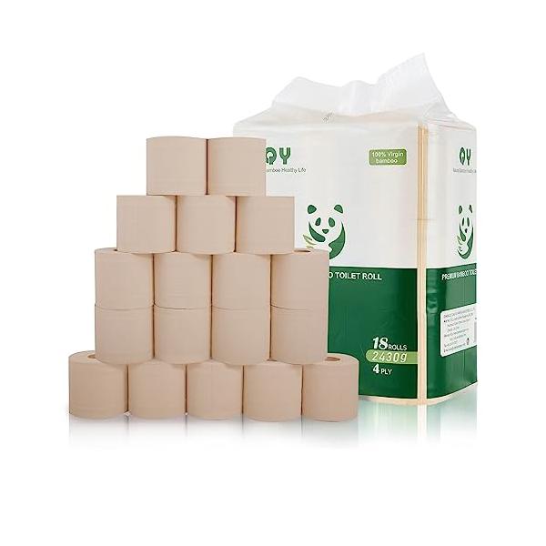 「原材料」トイレットペーパーは純粋な天然の竹パルプでできており、ほかのパルプを含まず、樹木の伐採はゼロで、高級、エコ、衛生的で、100%分解可能です。自由に下水道に流すことができて、ブロックすることは心配無用です。・製品仕様：各パッケージに...