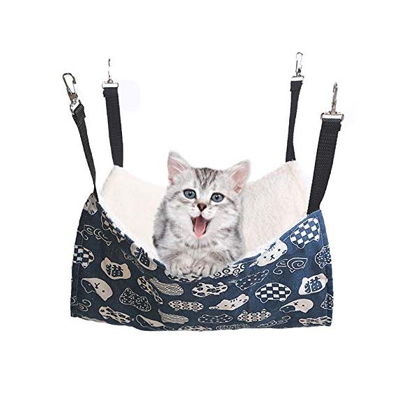 ブルー/59L x 48W x 2H cm/J・Size:59L x 48W x 2H cmColor:ブルー・パッケージ個数:1・1.製品仕様冬夏両用の猫ハンモック、10kgまでの荷重に耐えられます。展開 サイズ： 約58ｘ48ｃｍ。・2...