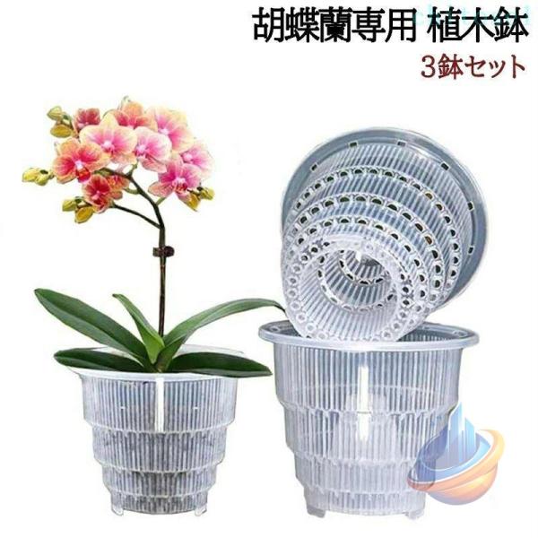 胡蝶蘭専用 植木鉢 3鉢セット 胡蝶蘭の植え替え 鉢 受皿付き 多穴型 通気性抜群 根腐れ防止 直径10/12/15cm 排水穴付き プラスチック おしゃれ 蘭の鉢 観葉植物の鉢 透明 クリア 根が見える鉢 多肉植物 洋蘭 胡蝶蘭