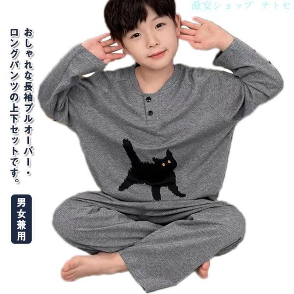 おしゃれな長袖プルオーバー?ロングパンツの上下セットです。 おうち時間の部屋着として、パジャマとして 伸縮性のある生地で寝返りもうちやすい ウエスト部分はゴムになっていてお着替えもラクラク 秋から春にかけて大活躍！肌寒い季節に最適な、薄手の...