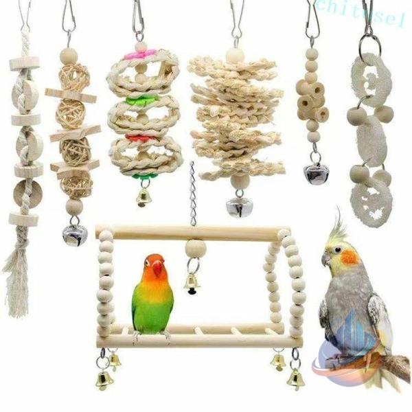 インコ おもちゃ 吊り下げ バードトイ おもちゃ オウムおもちゃ 鳥おもちゃ 鳥グッズ 鳥の遊び場 吊下げタイプ玩具 セキセイインコおもちゃ 噛む玩具 鳥遊び 鳥 止まり木 木製 ブランコ 小鳥 とまり木 はしご 遊び道具 セキセイインコ ...