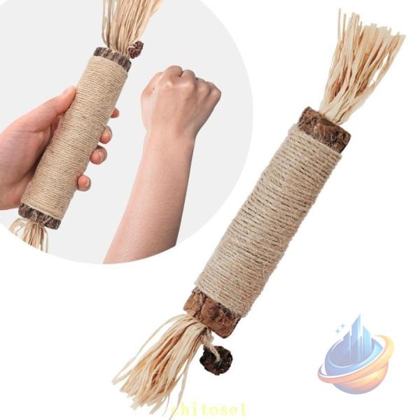 ? 【商品仕様】重量：100g　サイズ：長さ38cm×直径4cm　材質：木天蓼の木、マタタビの実、麻ロープ、ラフィア草 ? 【材質＆仕上げ】猫歯ぎしり棒はサイザル及びまたたびで作られており、100％天然無添加素材なので、ネコちゃんが安心して...