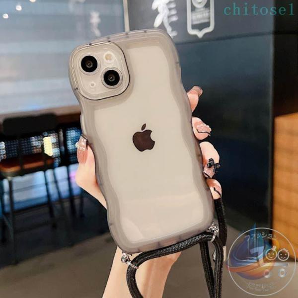 可愛いウェーブフレームのショルダーケース。 ソフトなTPU素材で、スマホを優しくフィットし、落下などによる衝撃をしっかり吸収し、キズから守ってくれます。 透明デザインで、iphone本体の色を活かすのも◎お好きなステッカーや写真を入れて、カ...