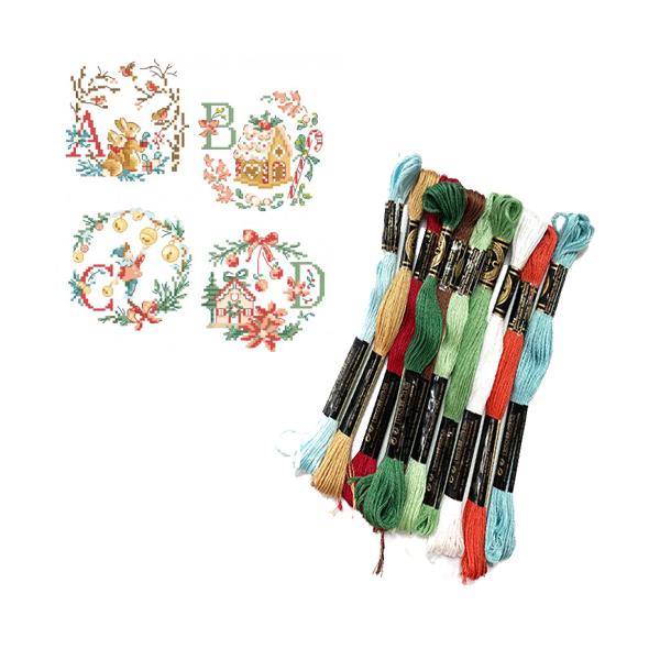 画像の図案集に使う刺繍糸をセットに致しました
