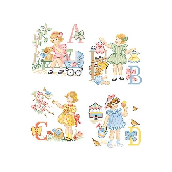 フランスパリの人気デザイナー　ヴェロニク・アンジャンジェの可愛いクロスステッチ図案集です。A-Z図案になります。タイトルテーマに沿ったアルファベットモチーフ。お好きなデザインに出会えます様に！