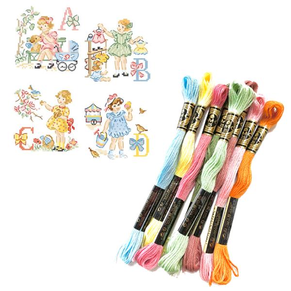 画像の図案集に使う刺繍糸をセットに致しました