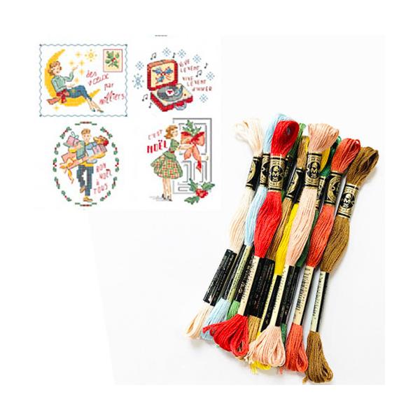 画像の図案集に使う刺繍糸をセットに致しました