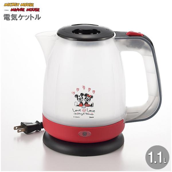 かわいいミッキー＆ミニーの電気ケトル1.1L ●ケトル本体には電源コードが付いてないので、コードが絡まずにお湯を注げます。 ●ケトルは半透明なので一目で湯量が確認できます。 ●お湯が沸くと自動的に電源が切れるので安心です。空焚き防止機能も付...
