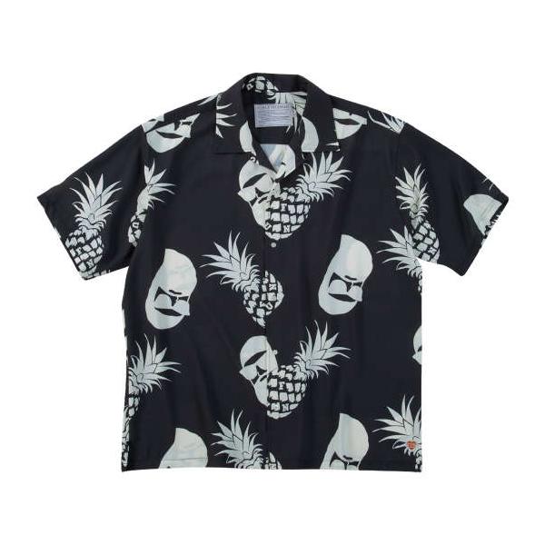 PINEAPPLE OJI柄半袖アロハシャツFUN for modemdesign身生地:ポリエステル 100%サイズ　バスト　総丈　裾周り　肩幅　袖丈　アームホール　袖口3L　140　82　140　58　28　62　464L　150　84...