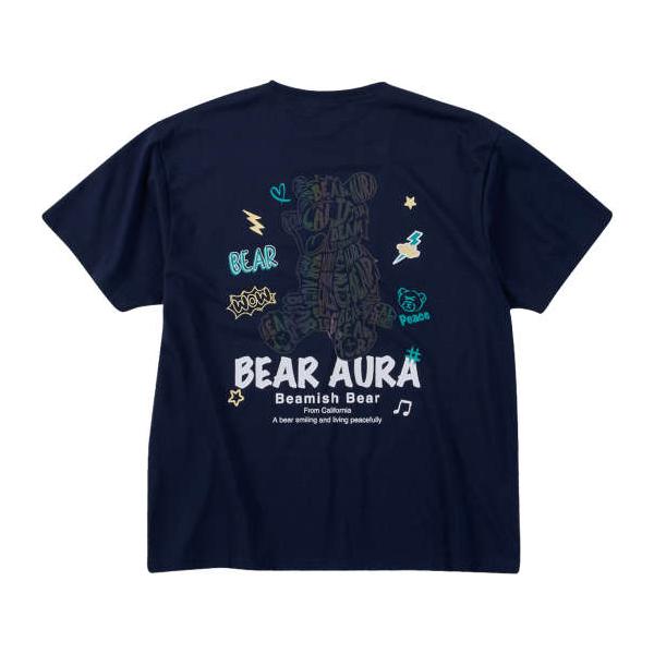 T/Cホログラムプリント半袖TシャツBear Auraポリエステル 65%綿 35%サイズ　バスト　総丈　裾周り　肩幅　袖丈　アームホール　袖口3L　130　78　130　58　24　60　424L　140　80　140　60　25　64　...