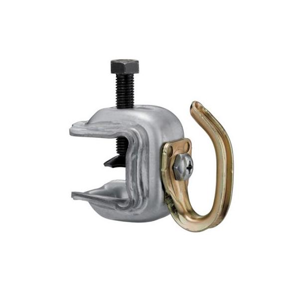 適応つかみ厚：0-40mm薄板から40mmの厚板まで、このクラス最大級のつかみ厚。当たり面が広く深い安定のいいリブ付。独自のプレス加工によるツバ付袋状の絞り成形のコ型本体が、あらうる衝撃や振動を吸収します。ボルトの先端は自在構造の皿バネ。広...