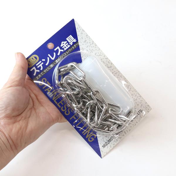 使用線径 d：4mm内長 P：26mm内巾 W：6.5mm長さ：1MAタイプに比較してBタイプはリンク形状がスリムです。仕様をご確認ください。メーカー名：水本品番：K-017品名：SUS304ステンレスカットチェーンBタイプ 太さ4mm 長...