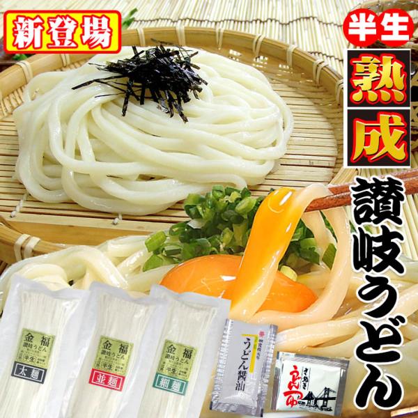 半生完熟3種麺つゆ付き（太麺・並麺・細麺）【1袋（250g）×3袋】※1人前90g〜125g計算・うどん県のめんつゆ3袋・うどん醤油3袋【賞味期限】　うどん：約45日　めんつゆ：約11ヶ月【原材料名】　ページ下部商品詳細参照▼※ご注文前に必...