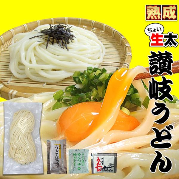 本場 讃岐うどん 長期熟成で旨さ、のどごし、コシが格段に違います！本来の太さでご賞味ください。熟成 生太 讃岐うどん 6人前 3種のつゆ付き【1袋（200g）×3袋】　合計600g※1人前100g計算【賞味期限】　約30日【原材料名】　小麦...