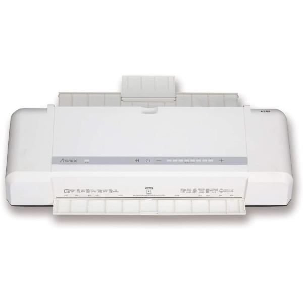 商品名：アスカ　4本ローラーラミネーター A3対応 型番： L413A3サイズ：499 x 171 x 113 mm重量：約5.6kgスペック：・ラミネート速度：最速約28mm/毎秒　A4サイズ1枚当たり約12秒・ウォームアップ時間：約48...