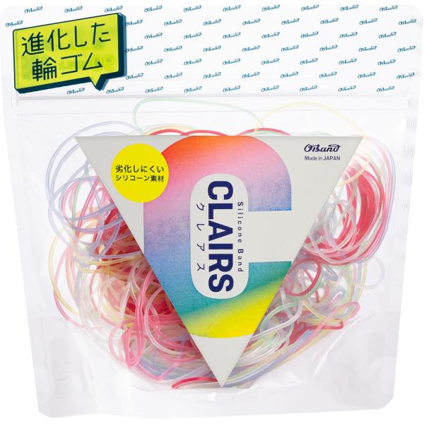 商品名：劣化しにくい輪ゴム　オーバンド シリコーンバンド #16 　50g透明袋  　カラーミックス 6色入り原産国：日本番手:#16切幅:1.1mm、折径:60MM色：ミックス( クリア、ライトブルー、イエロー、レッド、ピンク、ライトグリ...