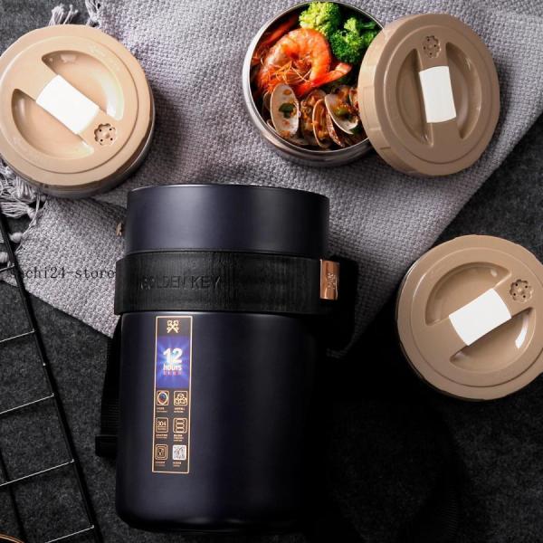 サーモス ランチジャー 保温弁当箱 大容量 ステンレス 保温ランチジャー フードジャー ポータブルお弁当箱 食器と収納バッグ付き ランチボックス フードコンテナ