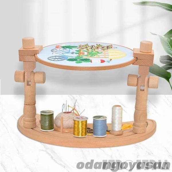 調節できる刺繍枠台 スクロールフレーム刺繍スタンド 表面なめらか加工 360度回転 調整可能 クロスステッチラックデスクトップ ラウンド 刺繍フレーム 組立簡単