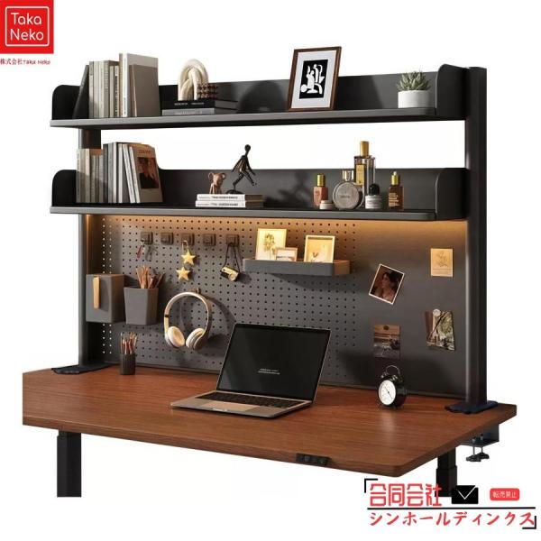 卓上ラック 机上ラック デスク上置き棚 有孔ボード 多機能デスクシェルフ 調節 卓上本棚 組み立てが簡単 学生 オフィス収納 事務用品(2段ブラック)