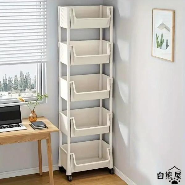 ホワイトのフロアスタンディング、積み重ね可能な棚、家庭用キッチンガレージの収納、収納ラック、立体的な棚に適した、多機能なオーガナイザー。