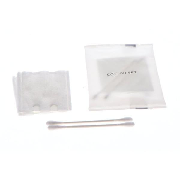 化粧室には必要な綿棒・コットンをセットした白色袋包装品です。