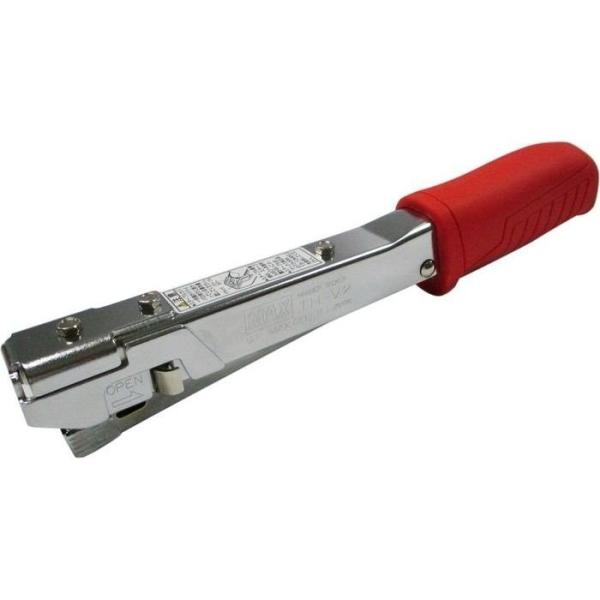 ステープルカバーの形状見直しによる耐久性アップを実現しました。●適応ステープル：Ｔ３−６Ｍ・Ｔ３−１０ＭＢ。●ステープル装填数：１４４本。●ステープル足長さ：６・１０ｍｍ