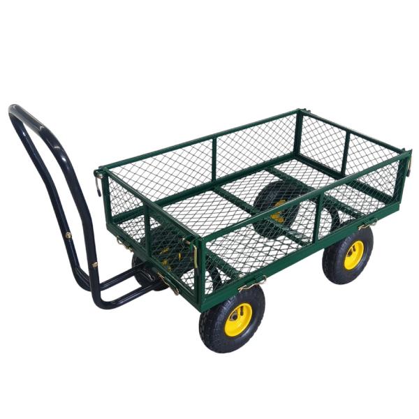 ４輪キャリーで安定走行。運搬用メッシュキャリー。