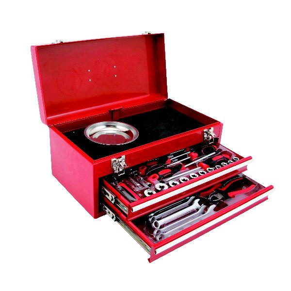 全ての工具がトレイにセットされ収納しやすい。