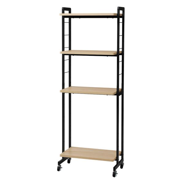 スリムなデザインで圧迫感の無い佇まいのキャスター付きラック