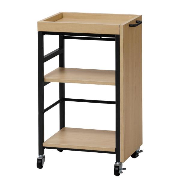 取手の付いた前板で生活感を抑え、全体をスッキリと見せる事が出来るワゴン