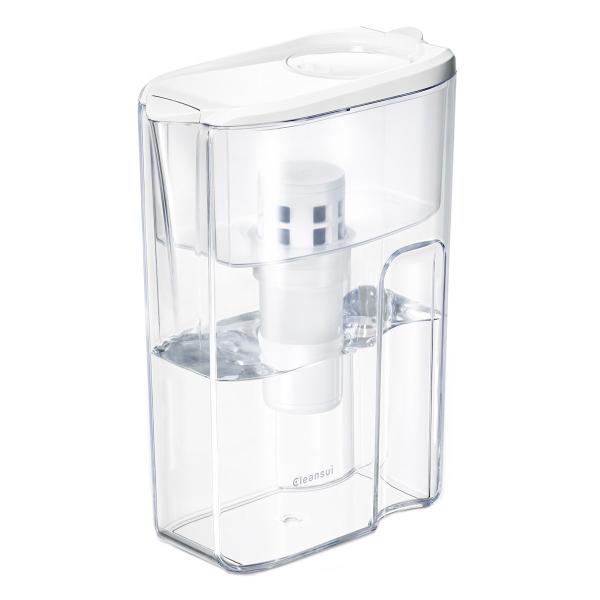 家族でたっぷり使える大容量モデルのクリンスイポット型浄水器。水道水をポットに入れるだけで、簡単に安全でおいしい浄水がつくれます。