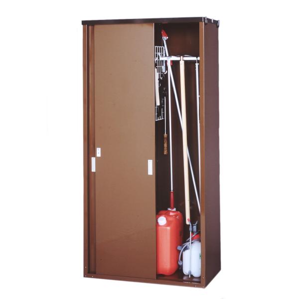 ガーデン用品や農具を効率よく、しっかり収納できます。（カギ付）