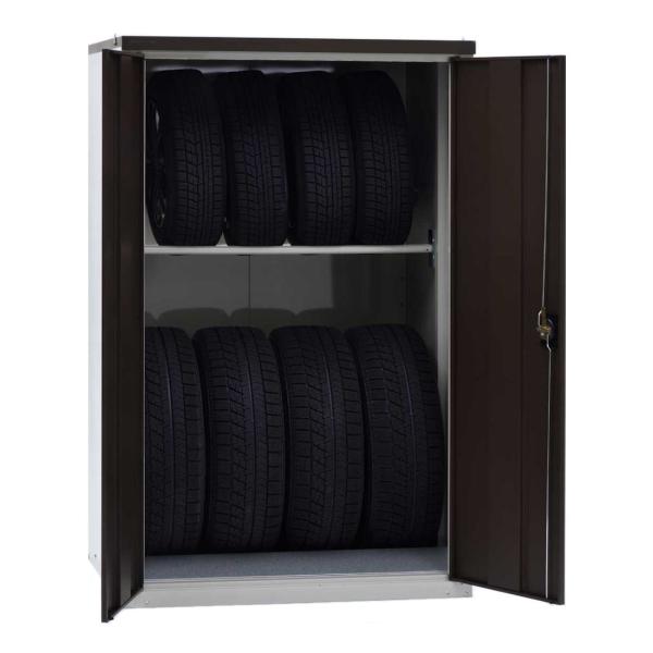 タイヤ８本収納可能！サビに強い紛体塗装、丈夫で長持ちスチール製！