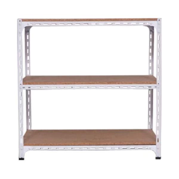 昔ながらのアングルと木製ボードを使用したアンティーク感のあるラック。