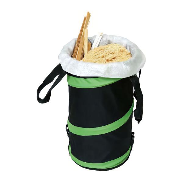 土のう袋をかぶせた簡易ゴミ箱として作業くずやカンナくずの回収に。(土のう袋は付属しません)