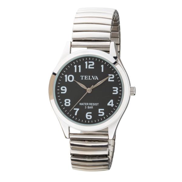 ベーシックなデザインと見やすい文字盤が使いやすい、アナログウオッチ。取り外しが便利なじゃばらバンド。