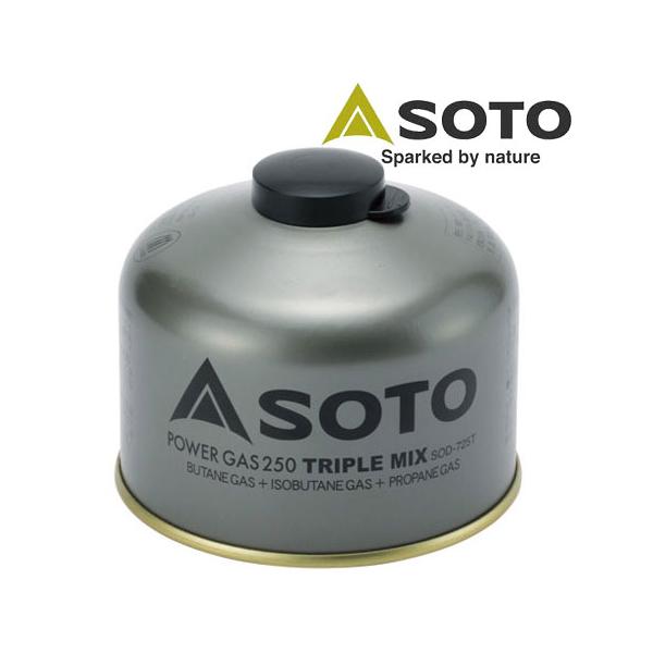 プロパン、イソブタン、ノルマルブタン配合のパワーガス刻一刻と状況を変える自然環境にも対応するパワーガスです。SOTO製品のOD缶専用燃料器具を支えるガス燃料です。寸法：直径110×高さ90mm重量：385gNET：230g成分：液化ブタン・...