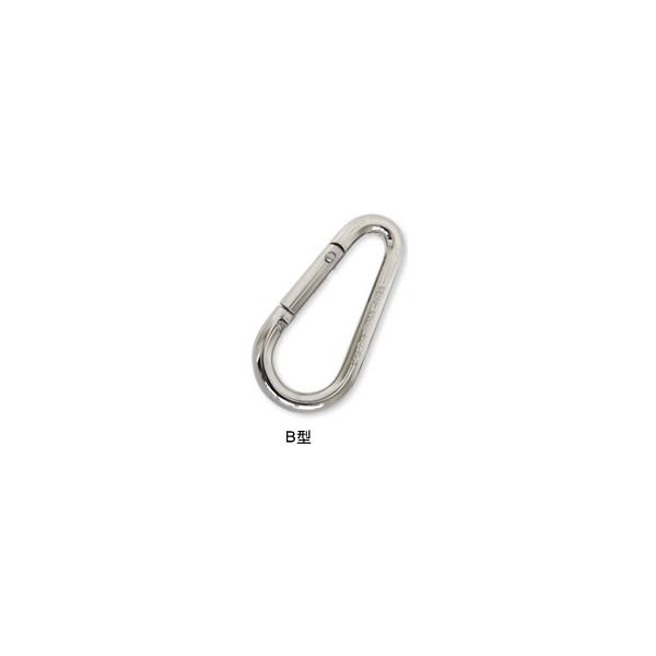 【用途】連結用のフックです。【商品特長】・幅広いラインナップ品です。・アルミ合金製に比べ靭性と　耐摩耗性に優れています。・20個入【商品仕様】・主材料：SUS304(バレル研磨)・破壊荷重：750kg・許容重量：75kg・質量：65g