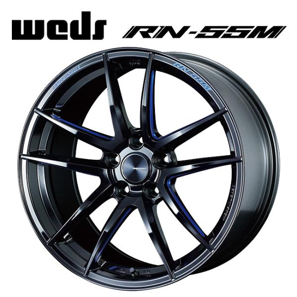 【新品ホイール1本】■ホイールWeds WedsSport RN-55M（中古）(ウェッズ ウェッズスポーツ RN55M（中古）)■カラーBBMブラックブルーマシニング■サイズ{37}インチ {38}J 18×9.5 +45 5/114.3...