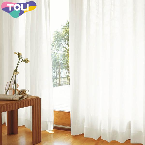 東リ オーダーカーテン fuful （フフル） ボイルレースカーテン。すっきりとしたストライプがどんなドレープとも合わせやすい商品です。片開きはご希望サイズが1枚、両開きはご希望サイズの半分のサイズが2枚となります。カーテンフックはアジャス...