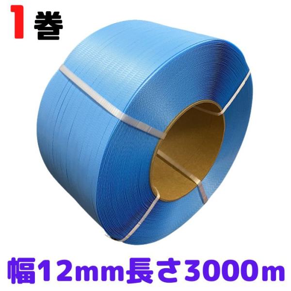 PPバンド　梱包機械用送料込（沖縄・離島除く）【商品情報】色：青サイズ：幅12mm/長さ3000ｍ/紙管φ200数量：1巻※別のページにてお得なセット売りもございます。※PPバンドについているビニール紐は必ず梱包機にセットしてから外してくだ...