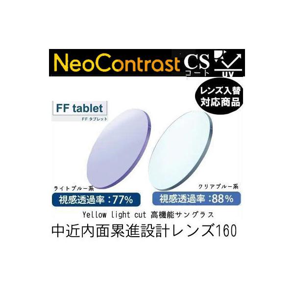 メーカー：イトーレンズレンズ： ネオコントラスト / ネオコントラストライト屈折率：1.60設計：中近内面累進設計□ 最長焦点距離：2mネオコントラスト　濃度23％　夜間運転可ネオコントラストL　濃度12％　夜間運転可コート：CSコート（撥...
