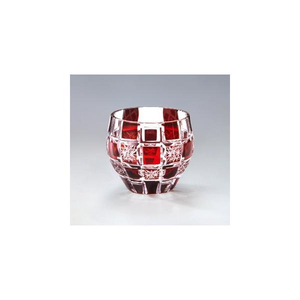 手づくり切子 ぐい呑み【刺子市松 レッド 酒カップ 約75ml AS34-RD】盃 杯 ぐい呑み お猪口 おちょこ 冷酒 日本酒 切子グラス 切子 モダン レッド 赤 ご贈答 ギフト プレゼント お祝い 内祝い 父の日