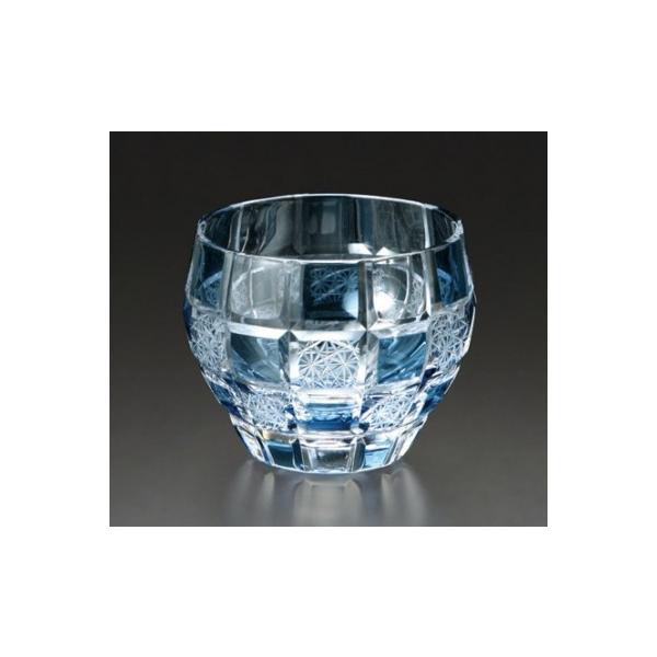 手づくり切子 ぐい呑み【刺子市松 ブルー 酒カップ 約75ml AS34-BL】盃 杯 ぐい呑み お猪口 おちょこ 冷酒 日本酒 切子グラス 切子 モダン ブルー 青 ご贈答 ギフト プレゼント お祝い 内祝い 父の日