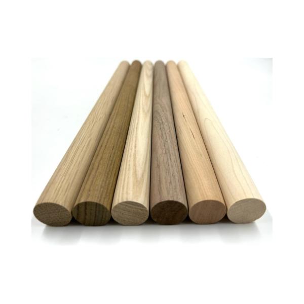 【寸法】直径約25mm,長さ約400mm【材質】ホワイトオーク,チーク,タモ,ウォールナット,ブラックチェリー,ハードメープル【数量】６本入り【仕上】サンダーで仕上げを行っております。【注意】無垢材ですので,木目などが写真とは異なります。商...