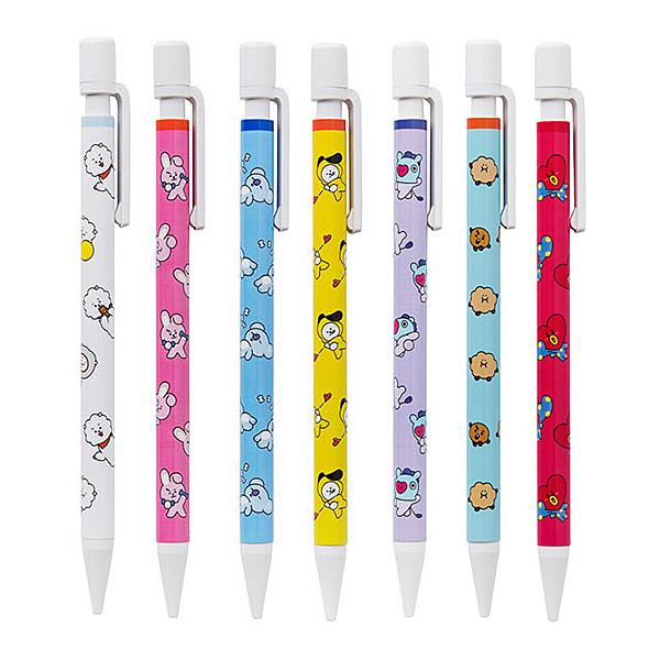 大人気のBTSキャラクター「BT21」のシャープペンシル（シャーペン）です。とってもカワイイ、パターンデザインです！長さ；14.5cm0.5mm芯材質：　プラスチック製造国：　韓国