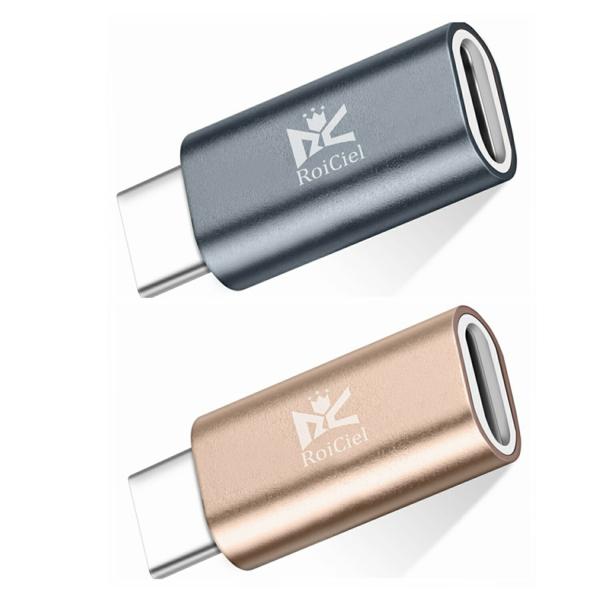 【2個セット】RoiCiel LightningからType-Cへアルミニウム合金製変換アダプター/変換コネクターライトニング to タイプC usb-c 変換アダプタ iphone充電ケーブルを変換コネクター　急速充電/データ転送（PD1...