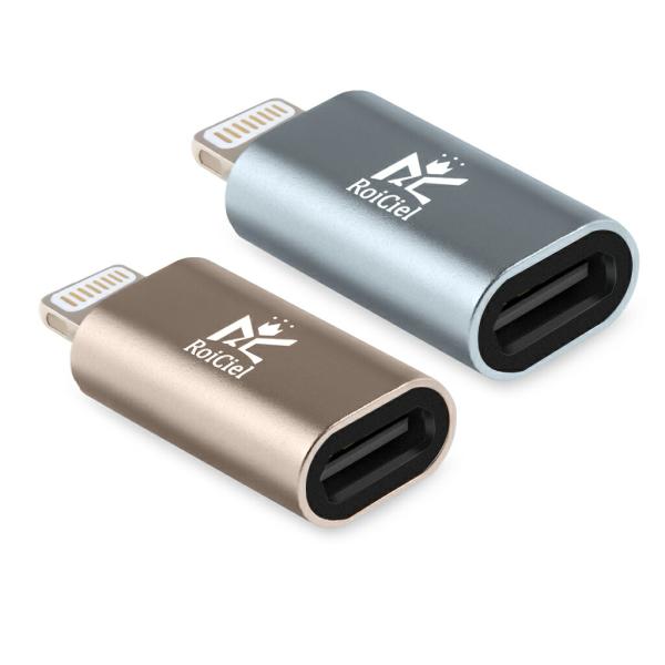 【2個セット】RoiCiel iphone変換アタブター Micro(Type-b)からLightningへアルミニウム合金製変換アダプター/Micro USB type b Lightning  変換コネクター micro-BケーブルをL...