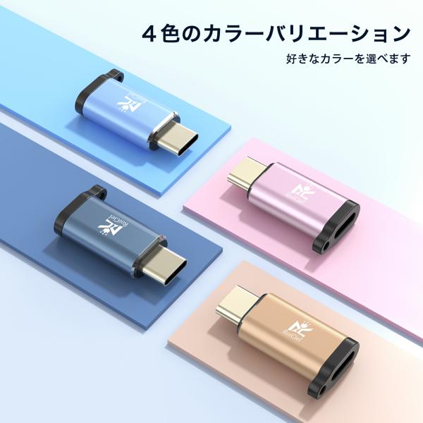 RoiCiel LightningからType-Cへアルミニウム合金製変換アダプター/変換コネクター【PD60W対応】（USB-A/USB-C to USB-Cケーブル両方対応）ライトニング to タイプC usb-c iphone充電ケー...
