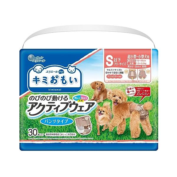 お外向けパンツタイプの犬用紙おむつ。お散歩やドッグランで、ズレを気にせずのびのびアクティブ本体サイズ 幅X奥行X高さ :250X165X185mm本体重量:653g原産国:日本原材料:表面材：ポリオレフィン系不織布・吸水材：高分子吸水材、ポ...